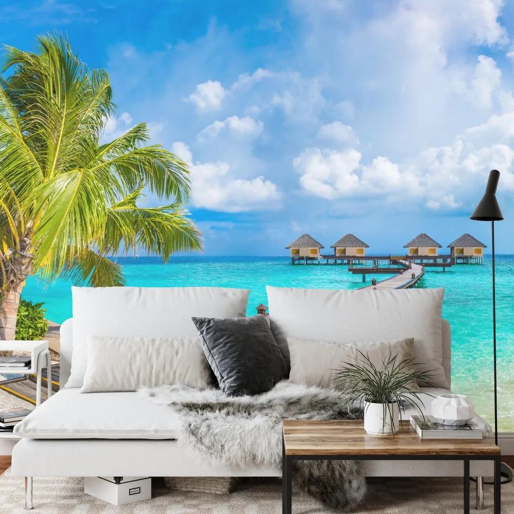Fototapeta Tropické Prázdninové Domy Na Maledivách Hladký vinyl 254x184