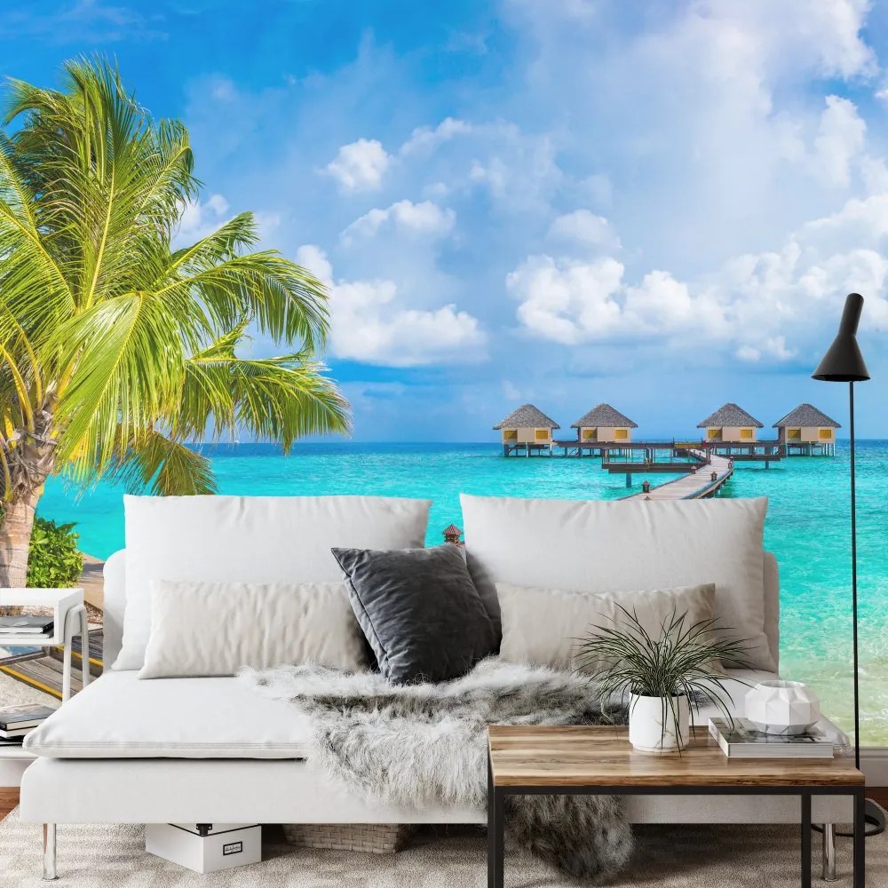 Fototapeta Tropické Prázdninové Domy Na Maledivách Omyvatelný vlies 254x184