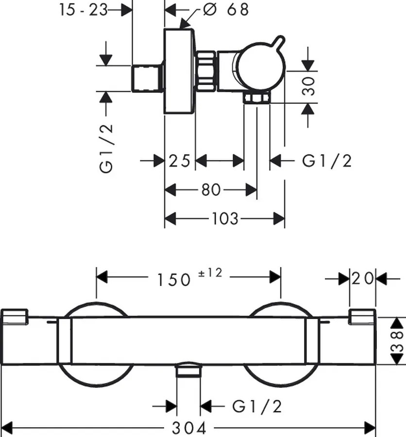 Hansgrohe Ecostat Comfort, termostatická sprchová baterie, chromová, 13116000