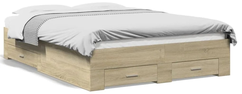 Rám postele se zásuvkami dub sonoma 135x190 cm kompozitní dřevo,  3280407