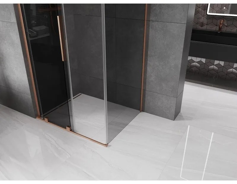 Mexen Velar L, sprchový kout s posuvnými dveřmi 100 x 120 cm, 8mm šedé sklo, měděná matná, 871-100-120-43-65