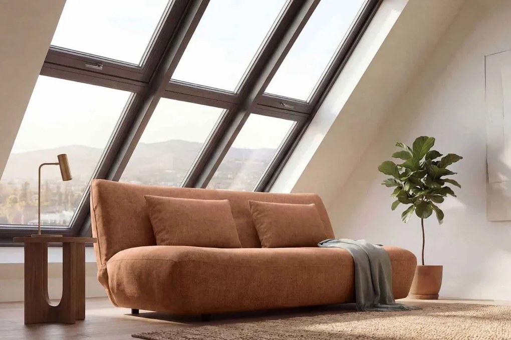 Designová rozkládací pohovka Litonya 200 cm rezavě-hnědá