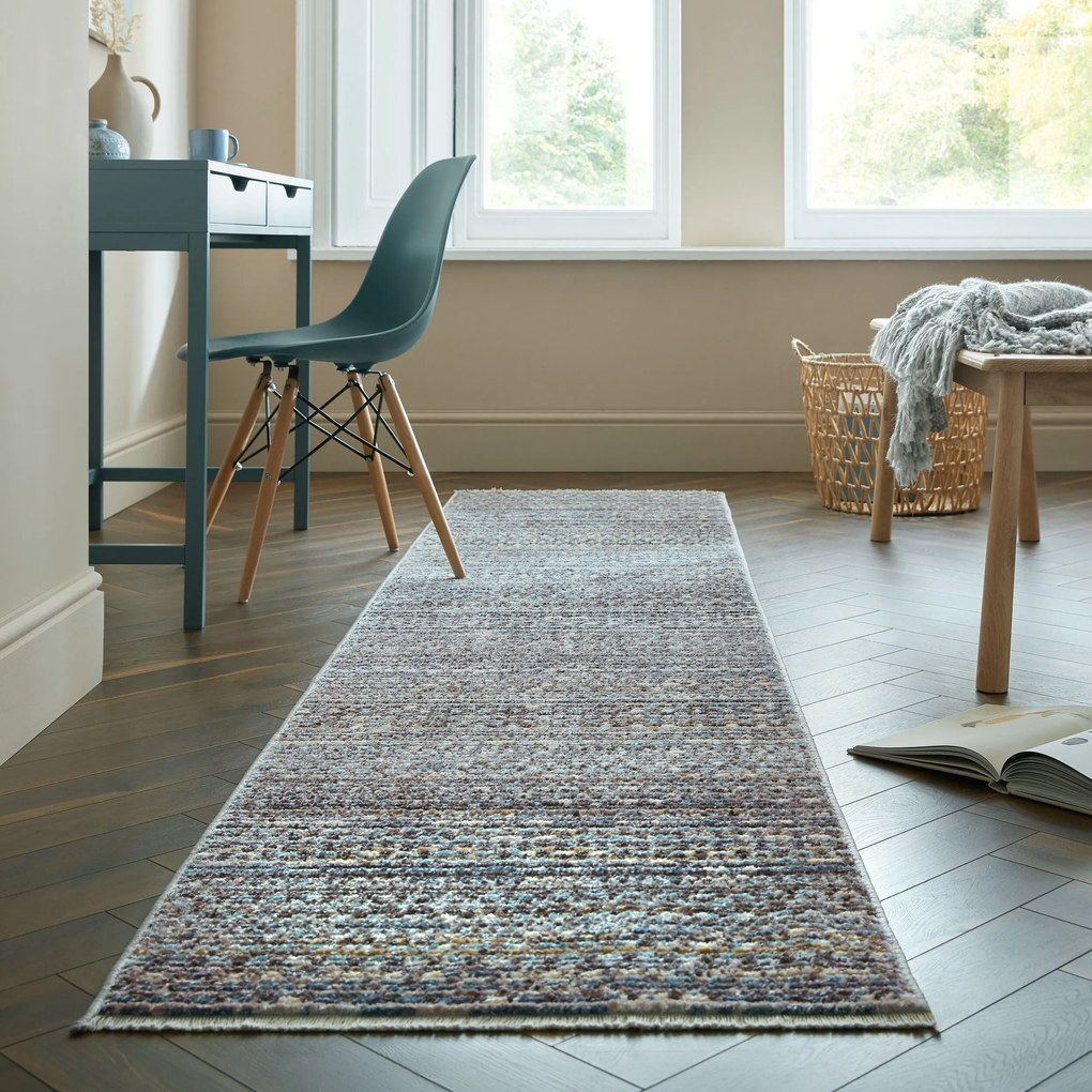 Behúň Santiago Camino Blue, 66x300, modrá, obývacia izba, Flair Rugs