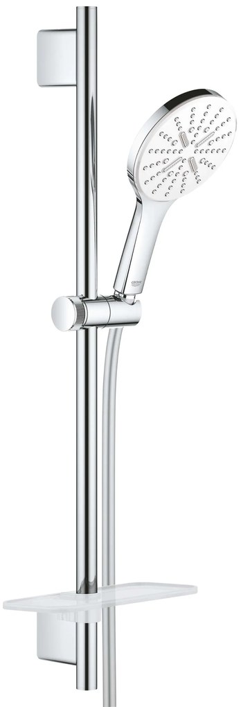 Grohe Rainshower SmartActive - Sada sprchové hlavice 130 9,5 l/min, 3 proudy, tyče 60 cm a hadice, měsíční bílá 26577LS0