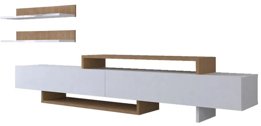 Bílá/přírodní TV sestava 180x40 cm Nirvanas – Furny Home