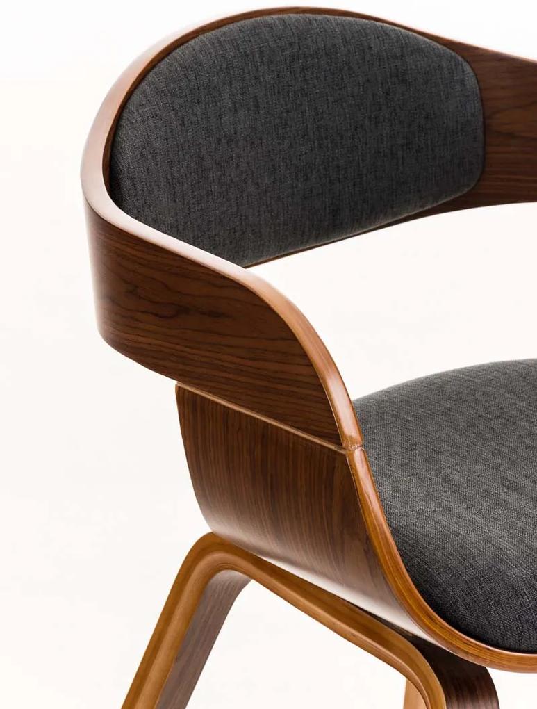 Jídelní židle Egdware - dřevo a látkový potah | ořech a tmavě šedá