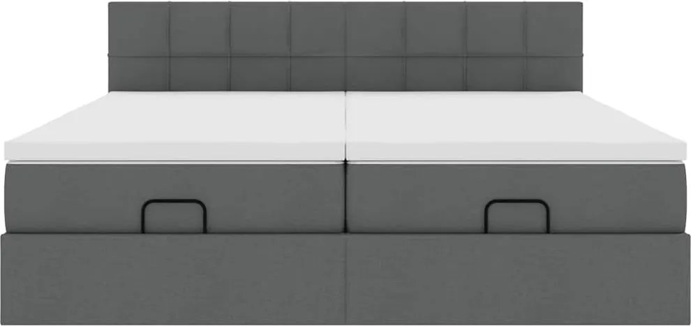Osmanský rám postele s matrací tmavě šedý 200x200cm textil 3312002