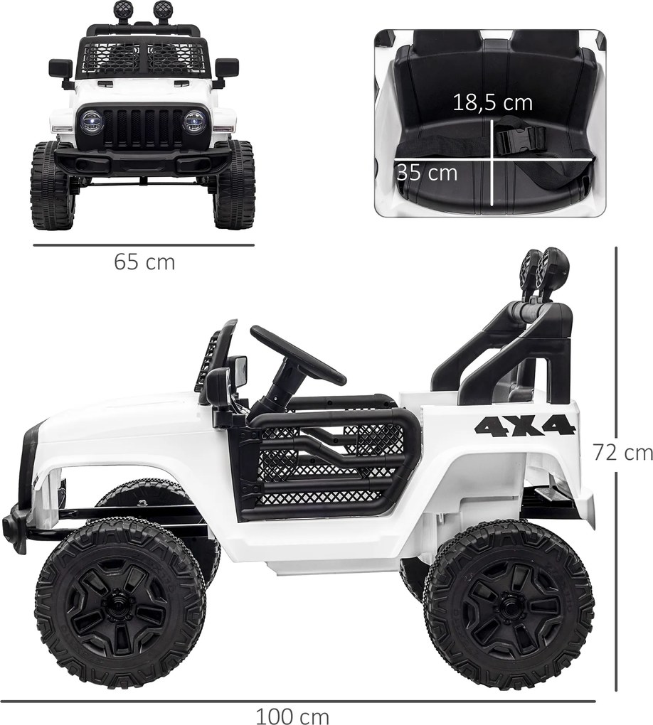 HOMCOM Dětské Elektrické Auto pro Děti od 3 Let - Všestranný Buggy s 12V Baterií, 2 Motory, Dálkovým Ovladačem 2.4G, Světlomety, Klakson, Nastaviteln…