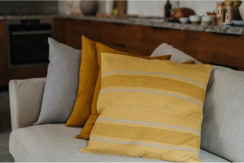 Lněný povlak na polštář 40x40 cm Amber Bronze Stripes – Linen Tales