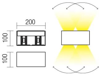 Redo group Redo Vary, antracitové venkovní svítidlo s nastavitelným úhlem svícení LED 4x5W 3000K, 20x10cm