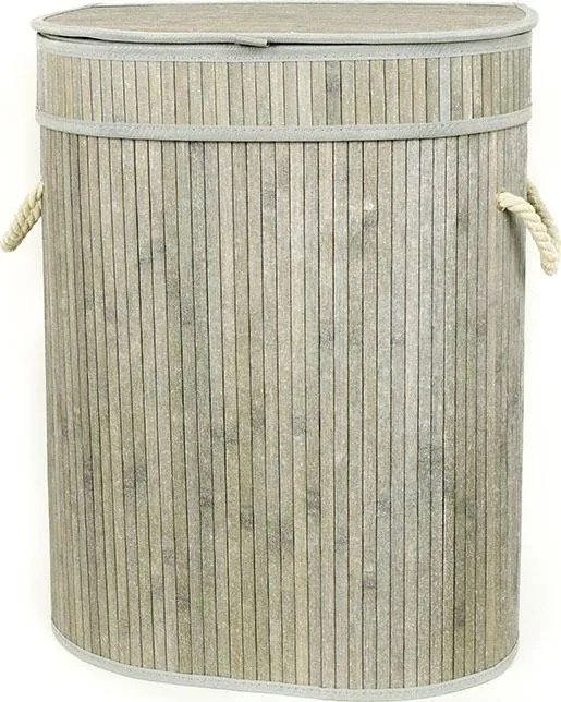 Koš prádelní z bambusu, ovál , barva šedobílá, v papírové krabičce KD4426 Art