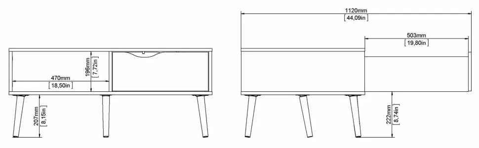 Tvilum Bílý konferenční stolek OSLO 75384 s deskou v dekoru dub