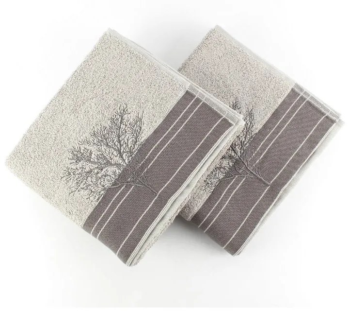 Sada 2 šedých bavlněných ručníků Infinity, 50 x 90 cm