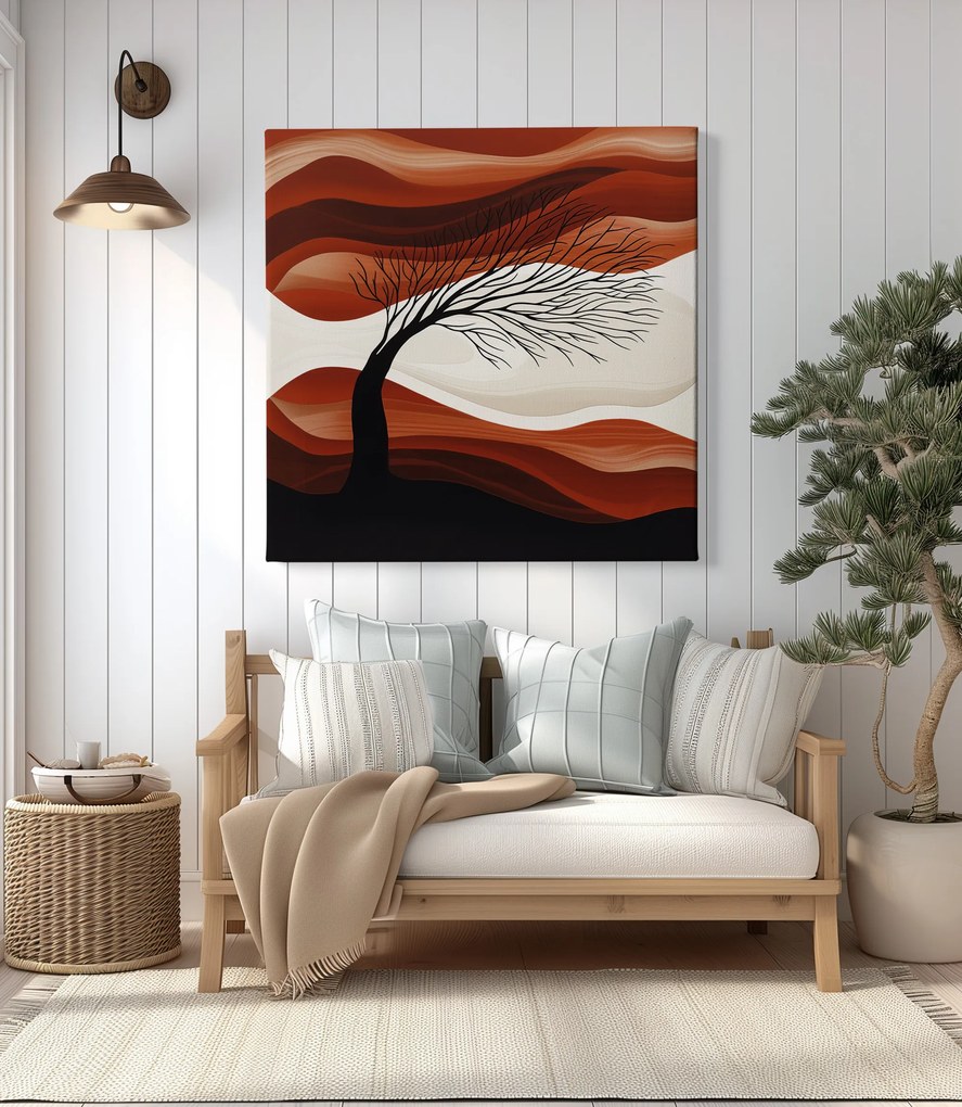 Obraz na plátně - Strom života Silný vítr FeelHappy.cz Velikost obrazu: 80 x 80 cm
