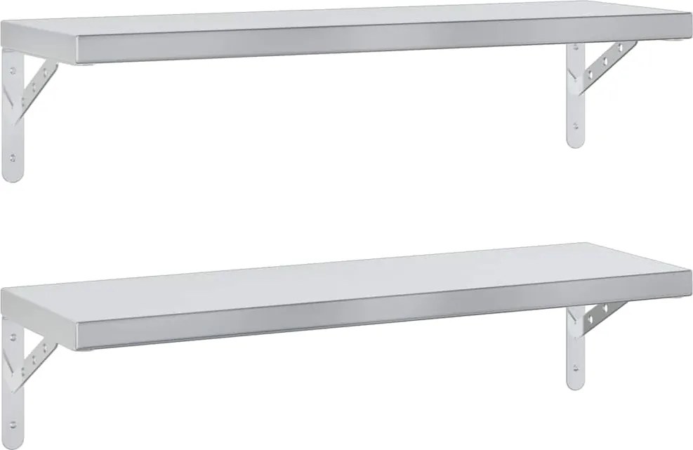 Nástěnné police 2 ks 75 x 23,5 cm stříbrné nerezová ocel 3214507
