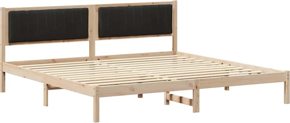 Rám postele s čelo Černá 200 x 200 cm Masivní borové dřevo 3394240