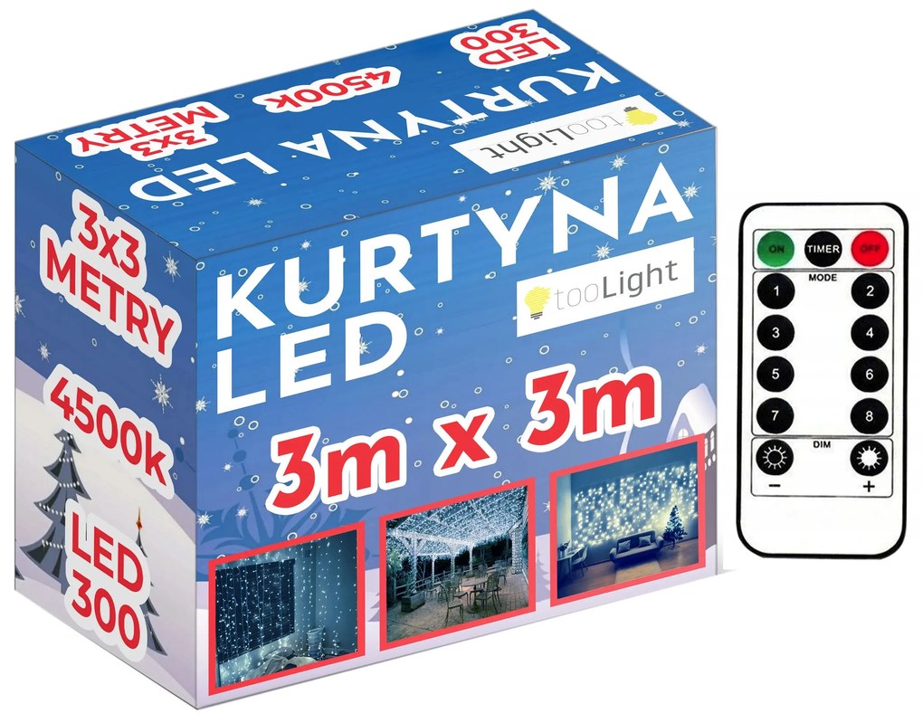 Tutumi, LED světelný závěs 300 diod 3x3m 311334 , teplá bílá, CHR-06320