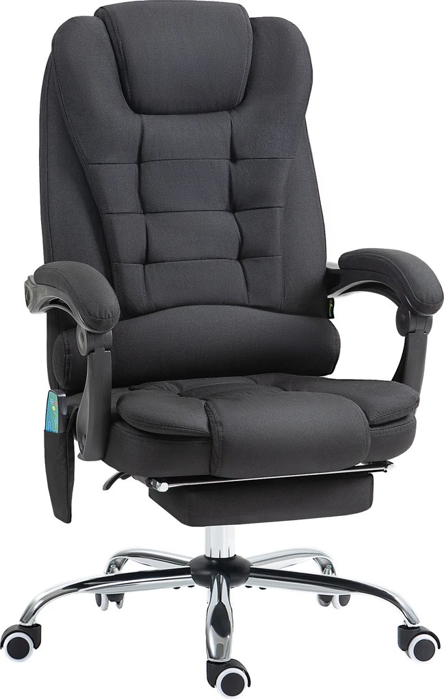 Kancelářská židle Vinsetto s masážní funkcí, ergonomická kancelářská židle s polohováním a vyhříváním, výškově nastavitelná počítačová židle s podnož…