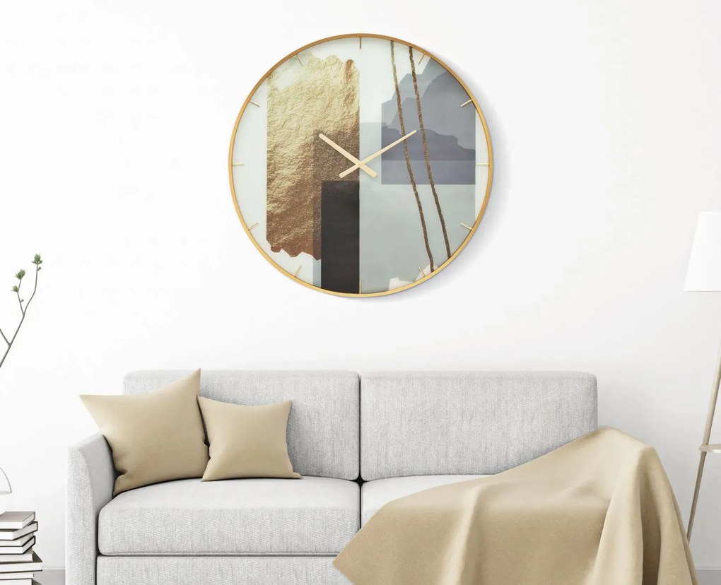 Nástěnné hodiny Glass Motif 80 cm vícebarevné/zlaté