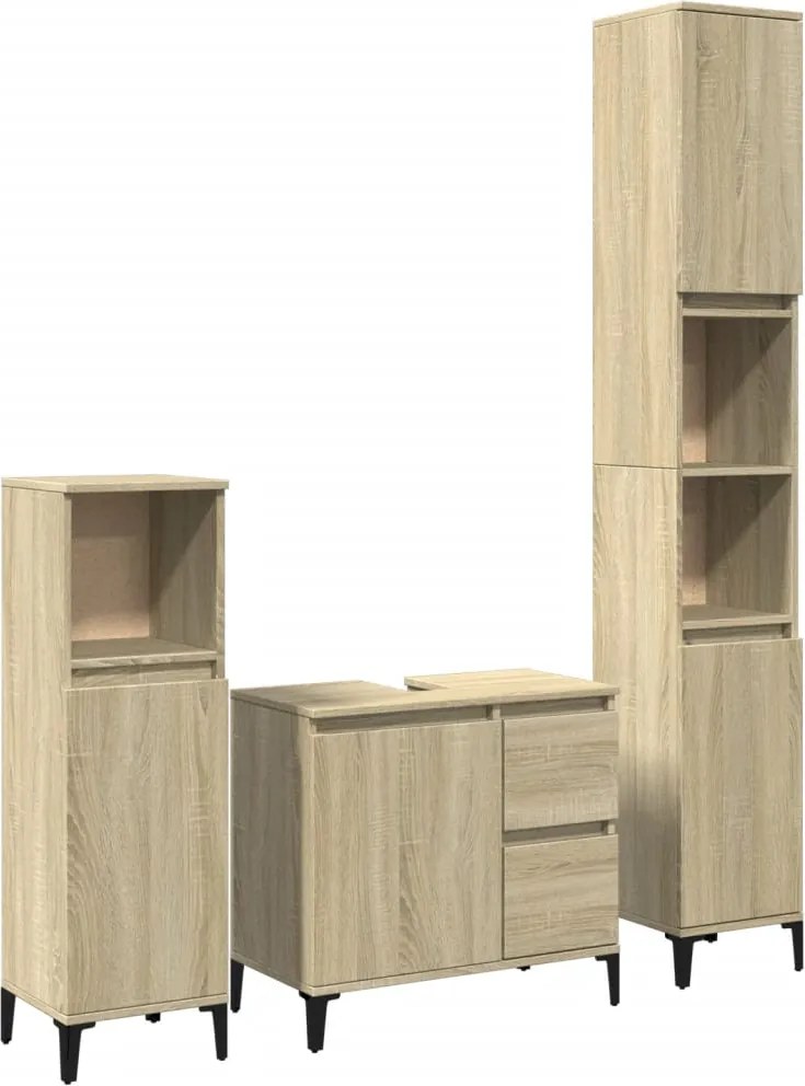 3dílný set koupelnového nábytku dub sonoma kompozitní dřevo 3282654