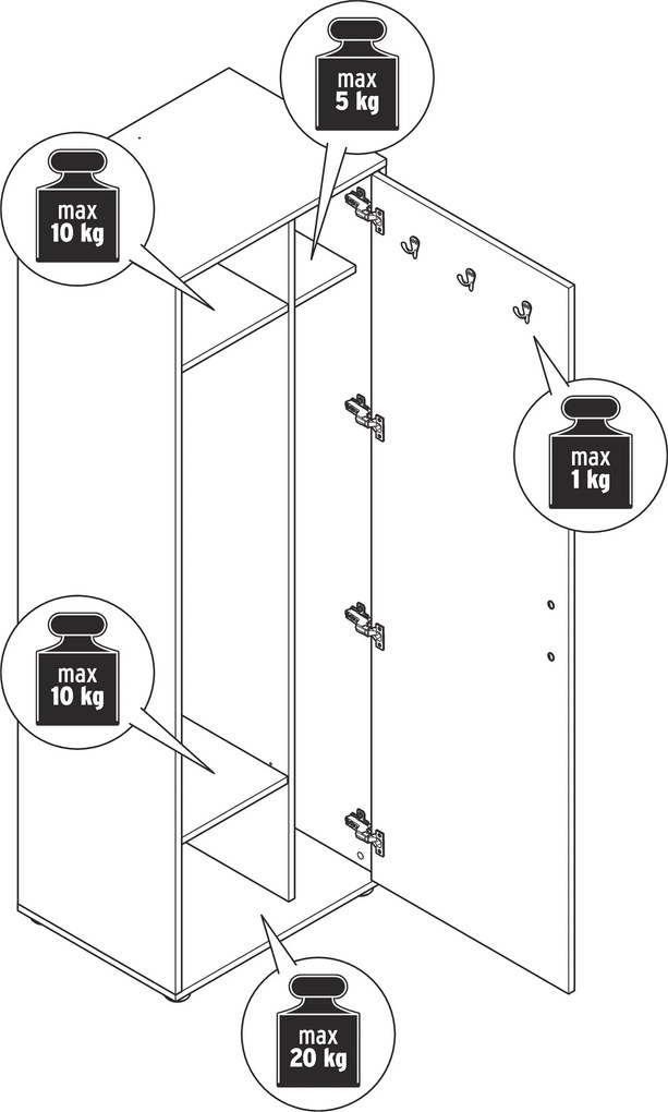 Tchibo - Univerzální skříň - barva: bílá