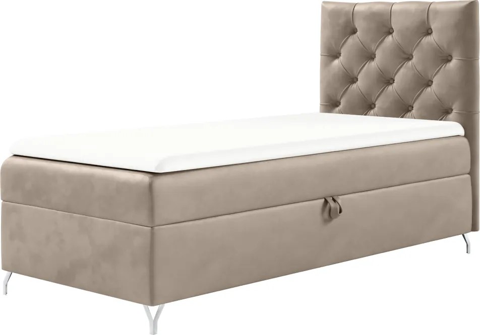 Boxspringová postel, 90x200, béžová látka Velvet, pravá, GULIETTE + dárek