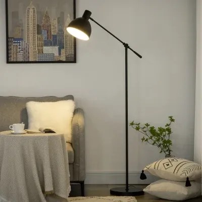 HOMCOM Stolní lampa v průmyslovém designu, výškově nastavitelná, nožní spínač; 30 m x 30 cm x 131 cm, černá