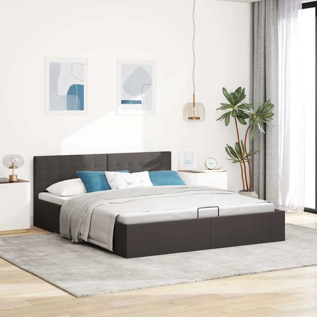 Zvedací rám postele úložný prostor tmavě šedý textil 160x200cm 285574