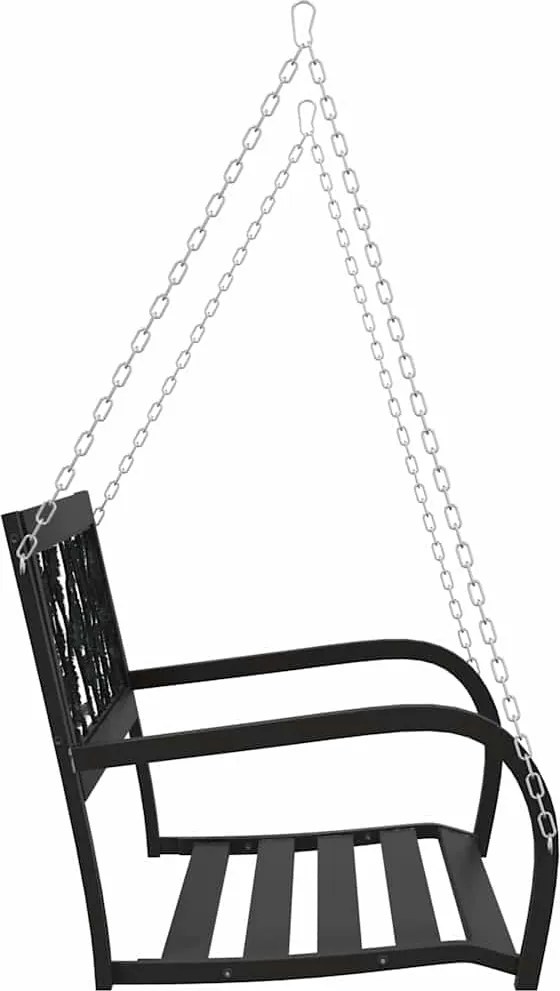 Zahradní houpací lavice 125 cm ocel a plast černá 317145