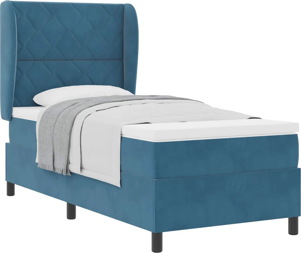 Postel s boxspringem s čelo Tmavě modrá 200 x 90 cm samet 3340968