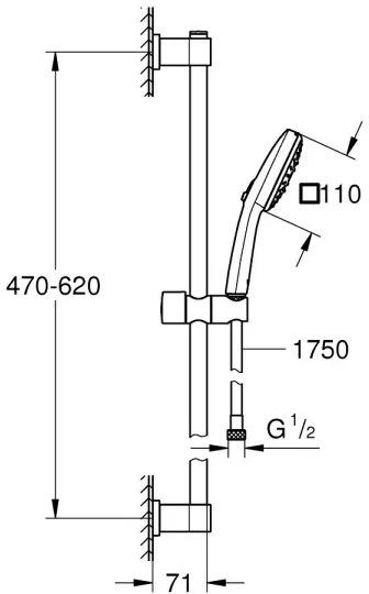 GROHE 26096001 - Sprchový set VITALIO COMFORT 110 600 mm lesklý chrom