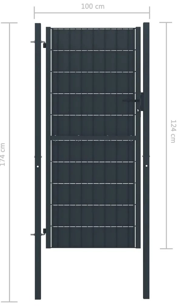 vidaXL Marketos Plotová branka PVC a ocel 100 x 124 cm antracitová