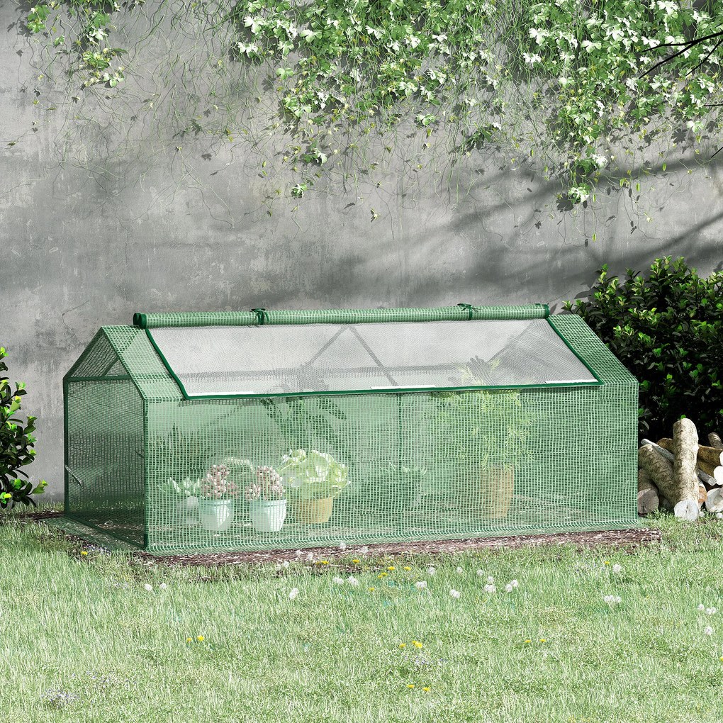 Outsunny polytunelový skleník s oknem Skleník na rajčata Studený rám 180 x 90 x 70 cm Zelený | Aosom