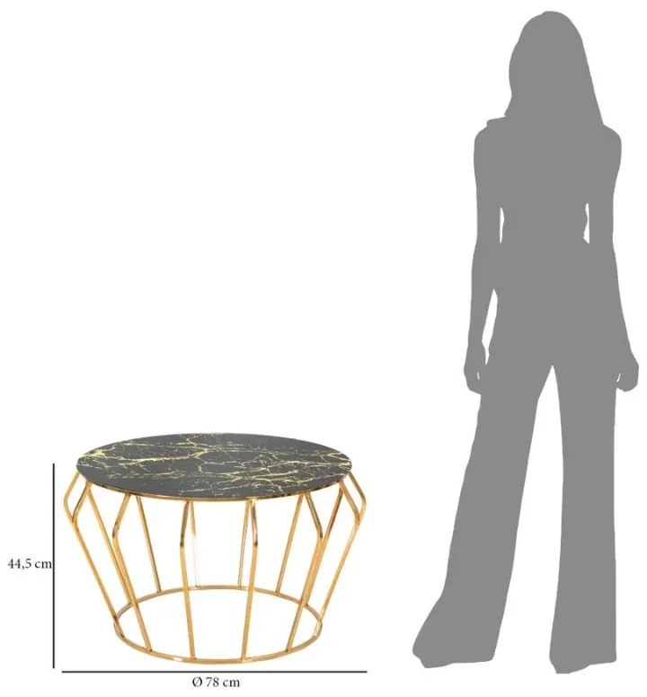 Designový konferenční stolek Addolorata 78 cm černý / zlatý