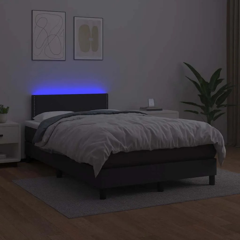 Box spring postel s matrací a LED černá 120 x 190 cm umělá kůže 3270129
