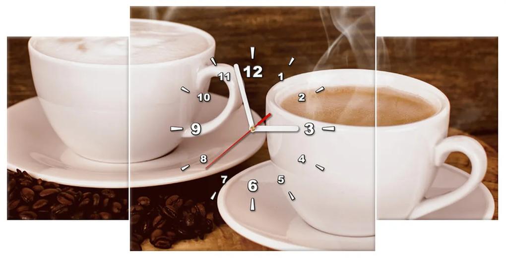 Gario Obraz s hodinami Romantika při kávě - 3 dílný Rozměry: 80 x 40 cm