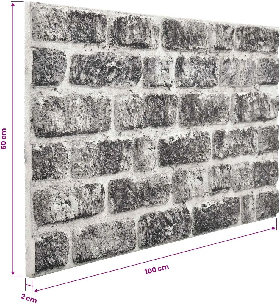 Nástěnné panely 10 ks 100 x 50 cm Tmavě šedá a bílá EPS pěna 332925