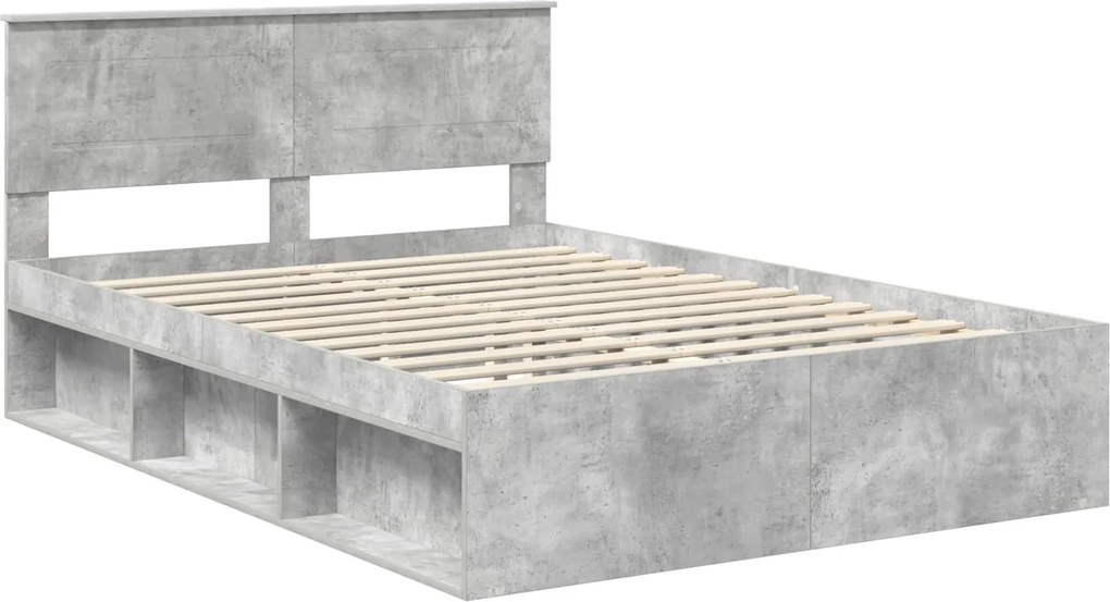Rám postele s čelo Beton 140 x 190 cm Kompozitní dřevo 3407871