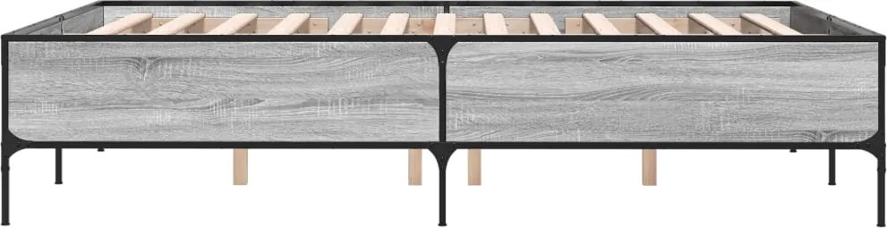 Rám postele šedý sonoma 140 x 190 cm kompozitní dřevo a kov 3279810