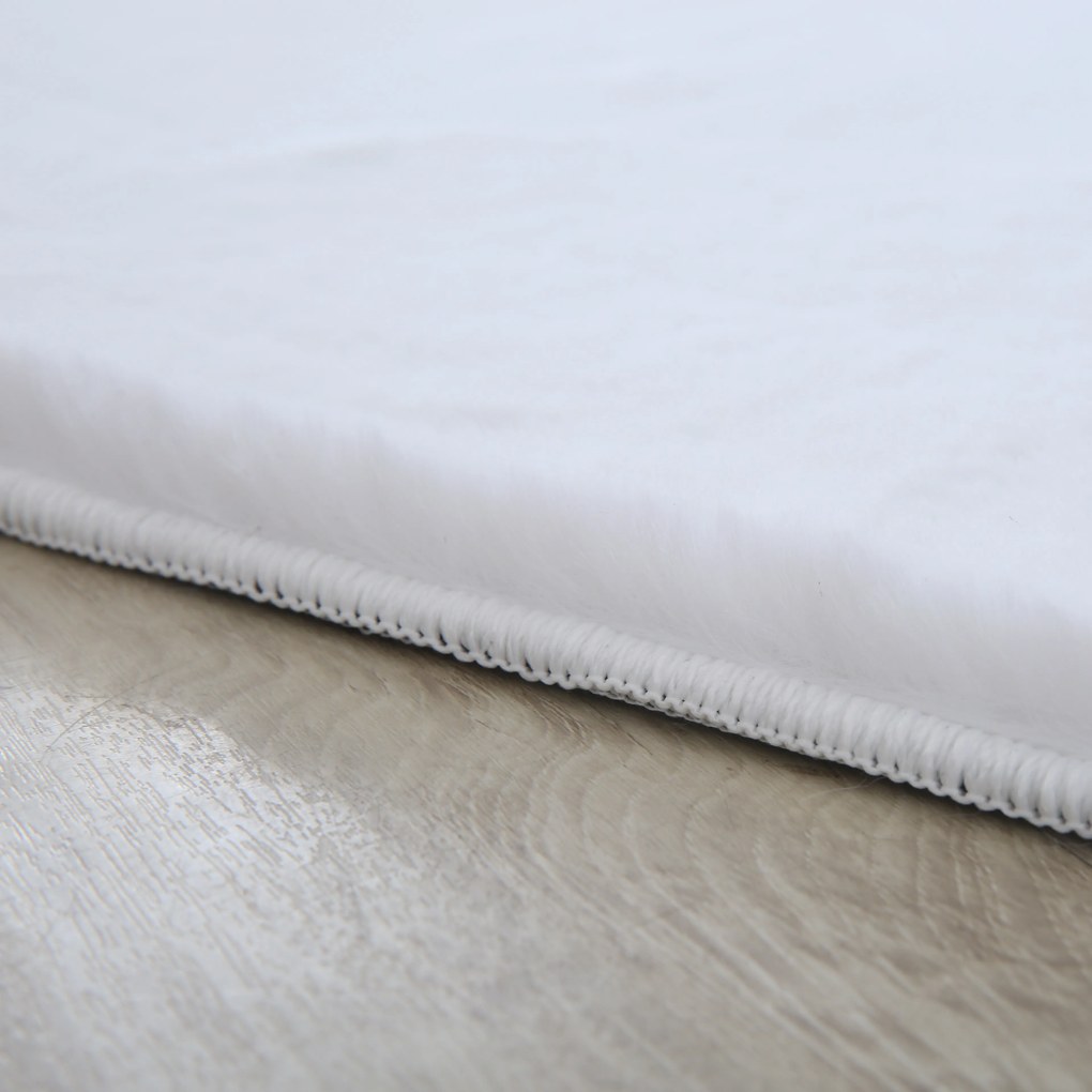 Ayyildiz, Kusový koberec Pouffy 5100 White, 60x110, bílá, obývací pokoj