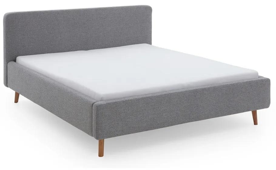 Šedá čalouněná dvoulůžková postel s úložným prostorem a roštem 180x200 cm Mattis – Meise Möbel
