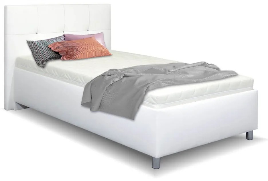 Čalouněná postel s úložným prostorem Crissy, 120x200, bílá
