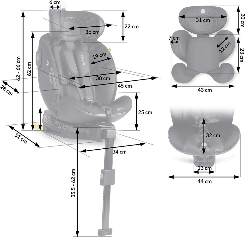 Autosedačka ISOFIX, 0-36kg, černá | Nukido Prestige