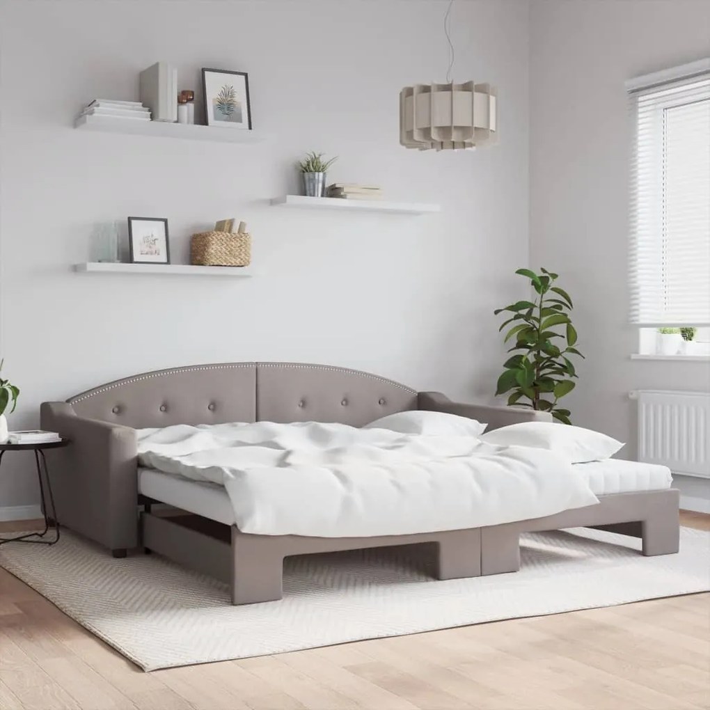 Válenda s přistýlkou a matracemi taupe 100 x 200 cm textil 3197556