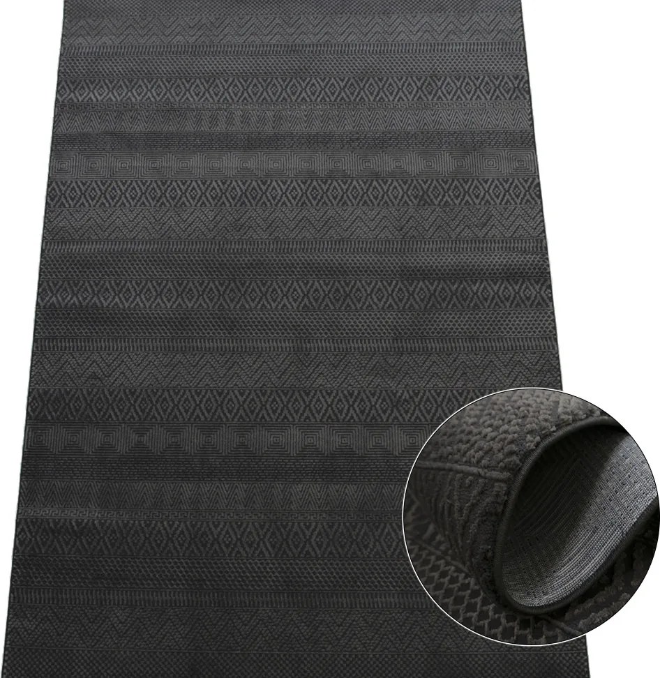 BE Koberec Zurich 1901 DARK GREY - šedý obdélníkový Rozměr: 60x100 cm