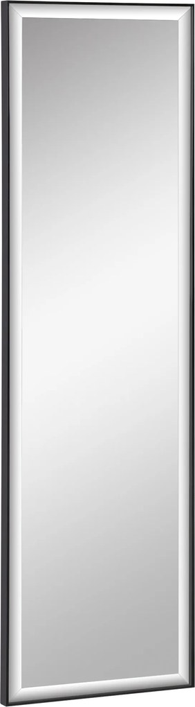 HOMCOM Nástěnné Zrcadlo 120L x 35W cm - Nátěr proti rozbití, Dodávaný instalační systém - Rám z černé hliníkové slitiny