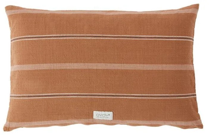 OYOY Polštář z organické bavlny Kyoto Dark Caramel 40×60 cm, hnědá barva, textil