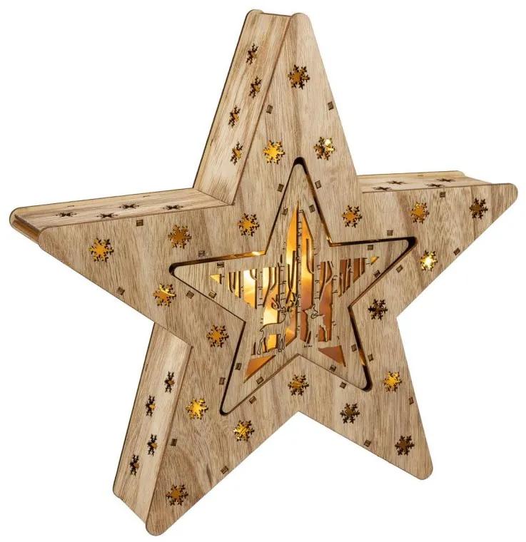 2 x dekorativní svítící vánoční hvězda dřevěná, na baterie
