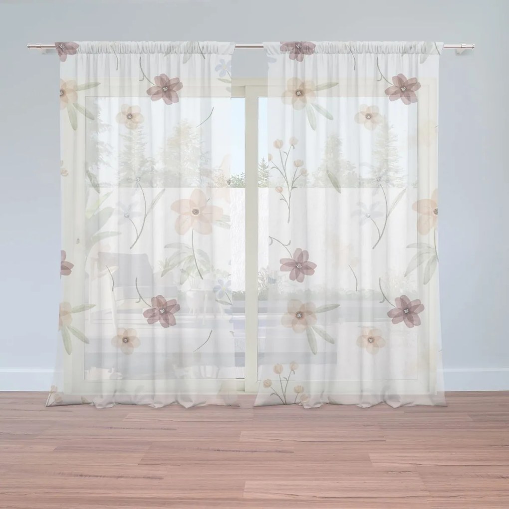 Sablio Záclony Romantické květy: 2ks 150x250cm