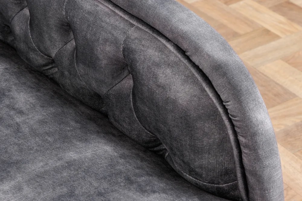 Designová lenoška Chesterfield 170 cm šedý samet